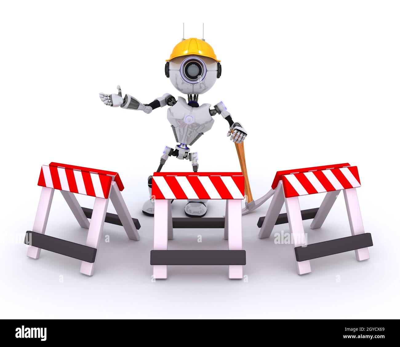 3D Render of Robot at construction site Stock Photo - Alamy