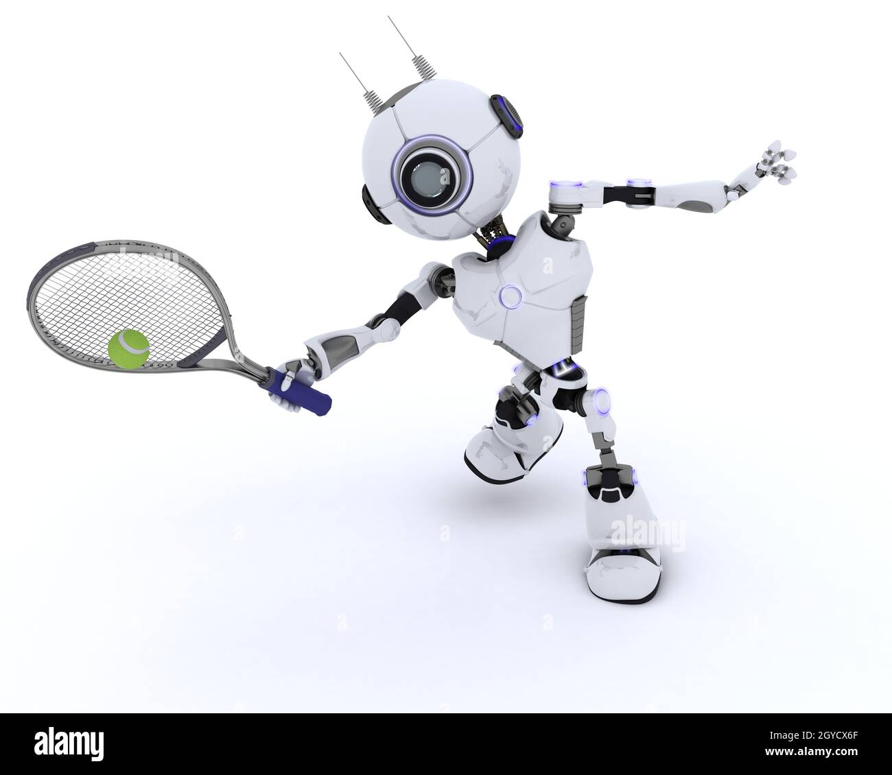 3D render of a Robot playing tennis Stock Photo - Alamy