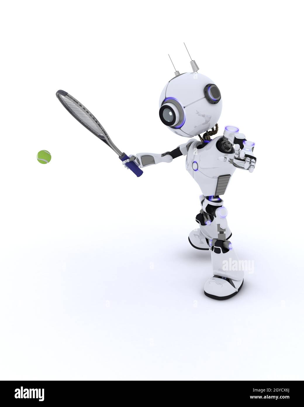 3D render of a Robot playing tennis Stock Photo - Alamy