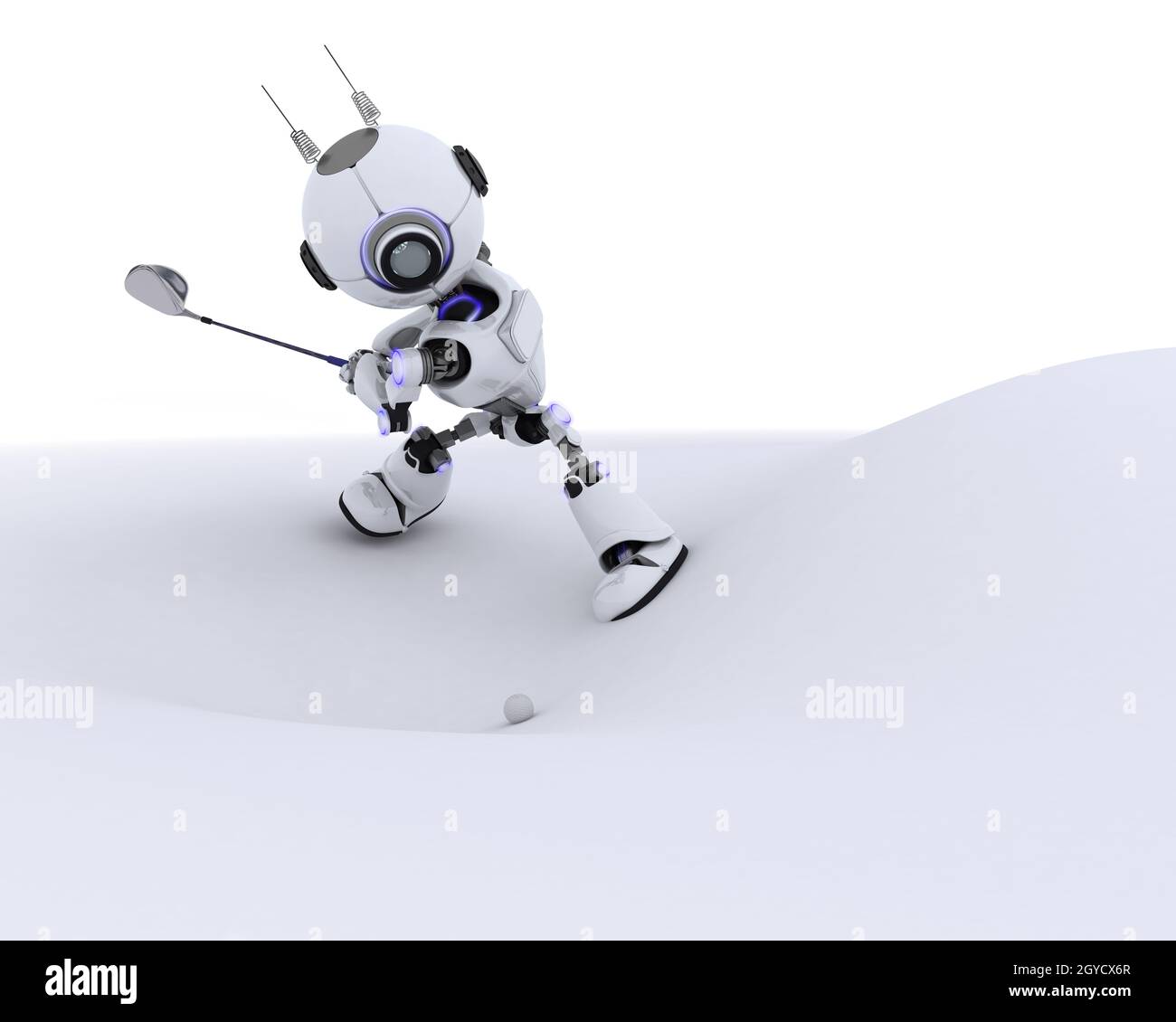 3D Render of a Robot playing golf Stock Photo - Alamy