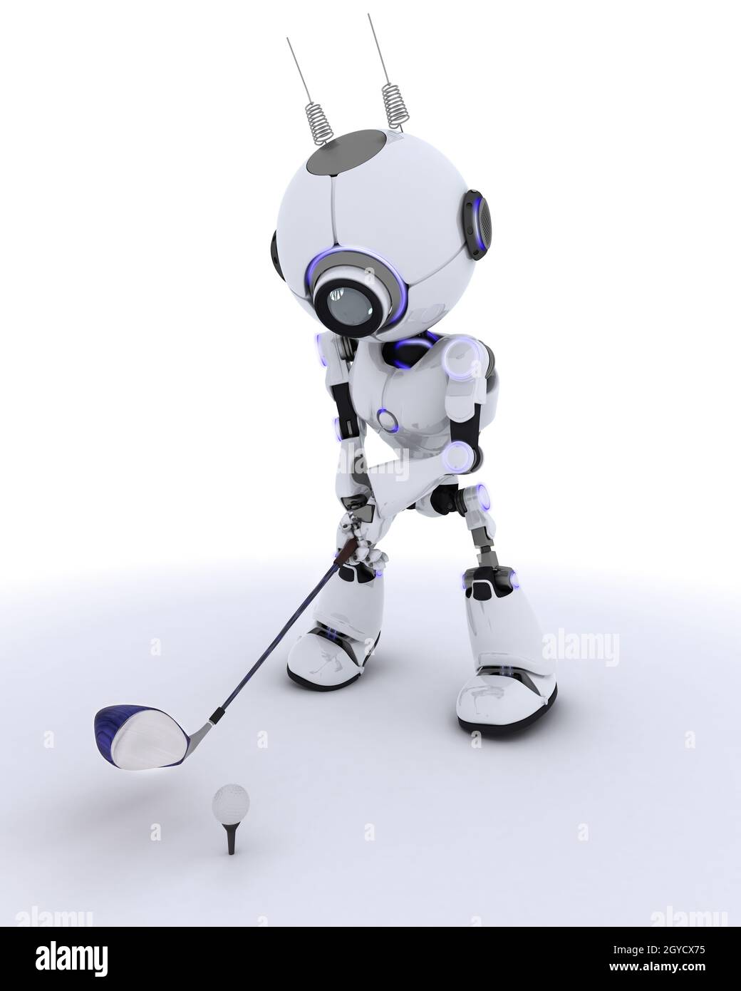 3D Render of a Robot playing golf Stock Photo - Alamy