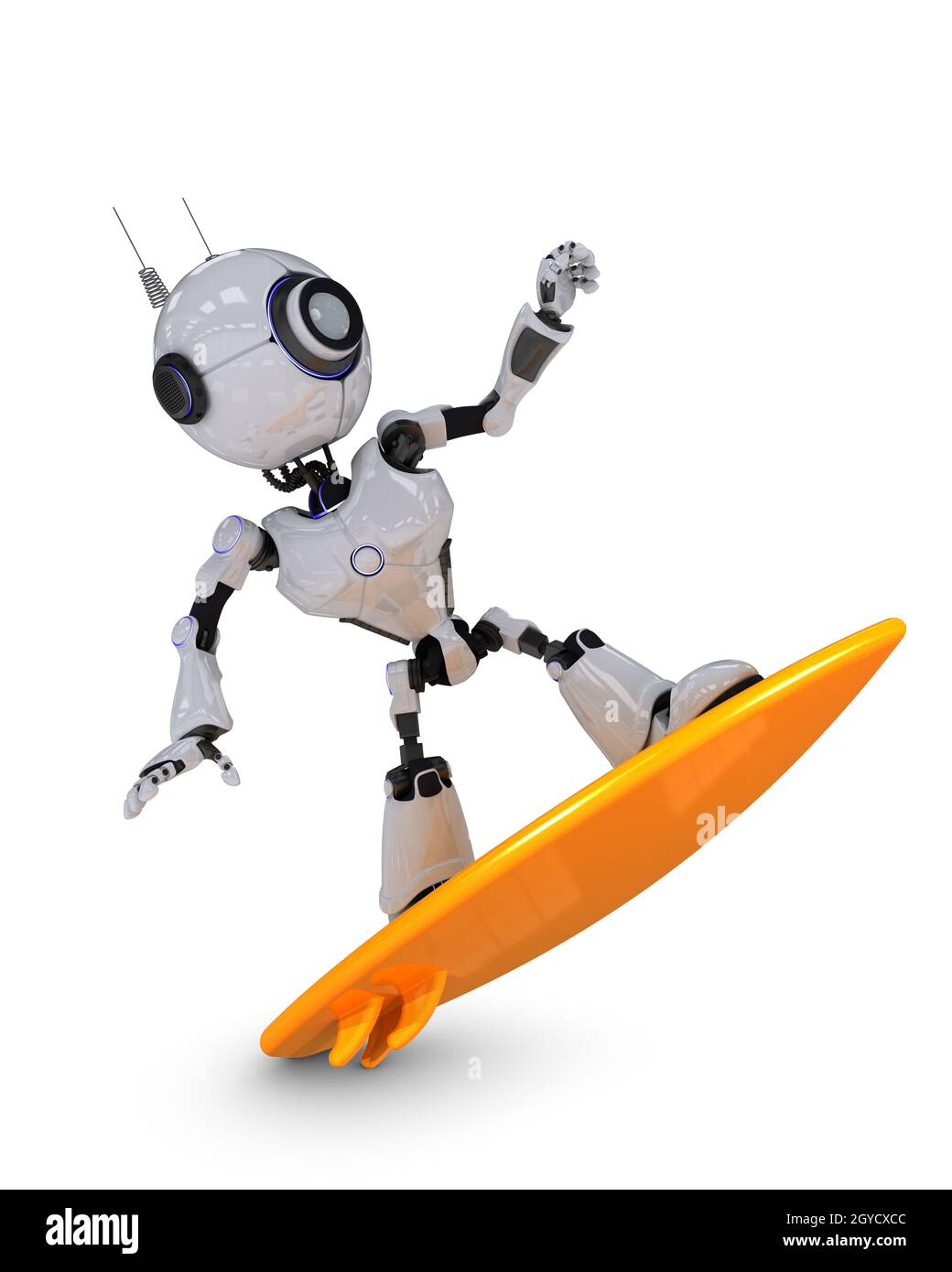 3D Render of a Robot surfer Stock Photo - Alamy