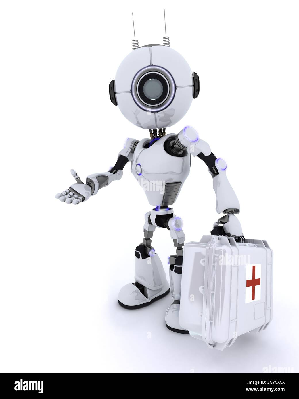 3D Render of a Robot paramedic with first aid kit Stock Photo - Alamy
