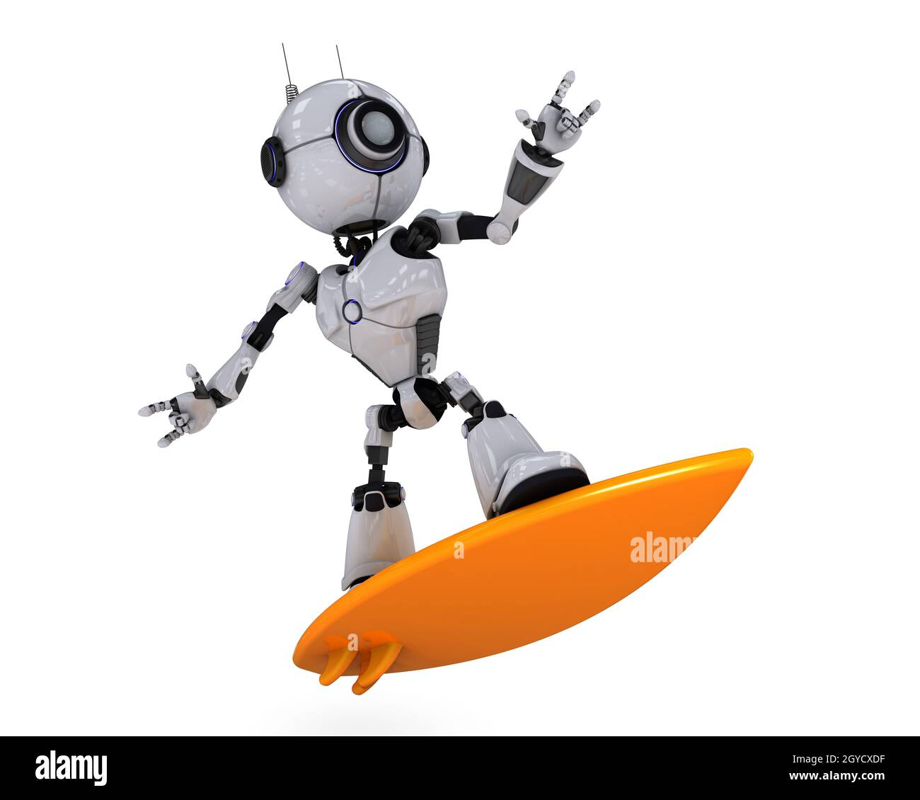 3D Render of a Robot surfer Stock Photo - Alamy