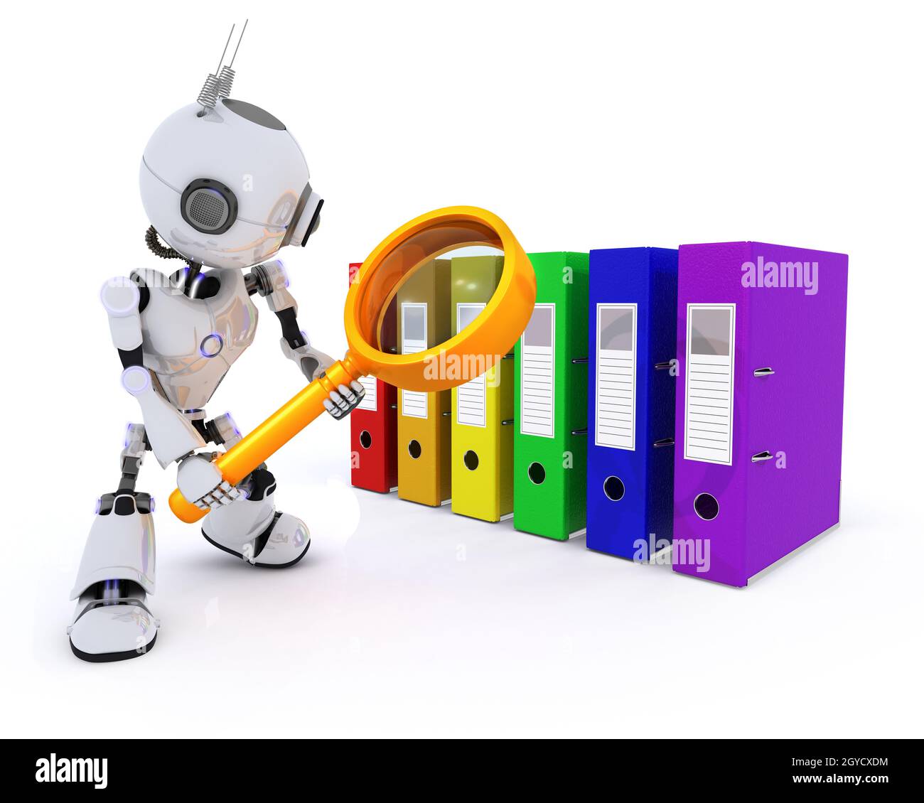 3D Render of a Robot searching files Stock Photo - Alamy