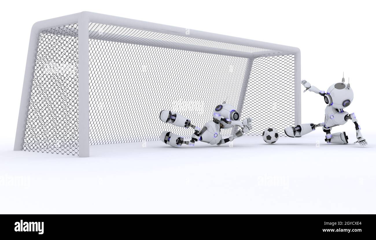 3D Render of a Robot playing football Stock Photo - Alamy