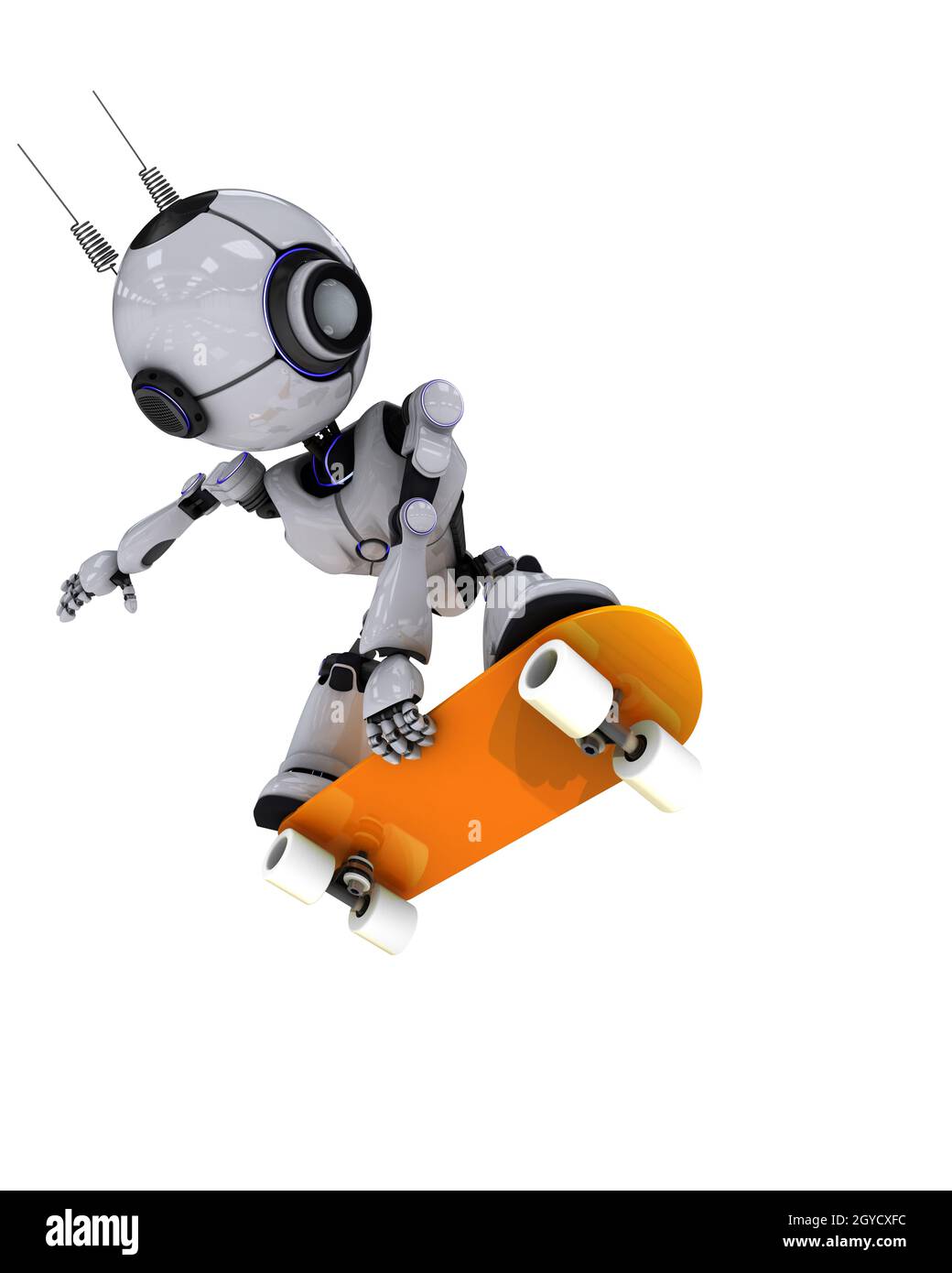 3D Render of a Robot skateboarder Stock Photo - Alamy
