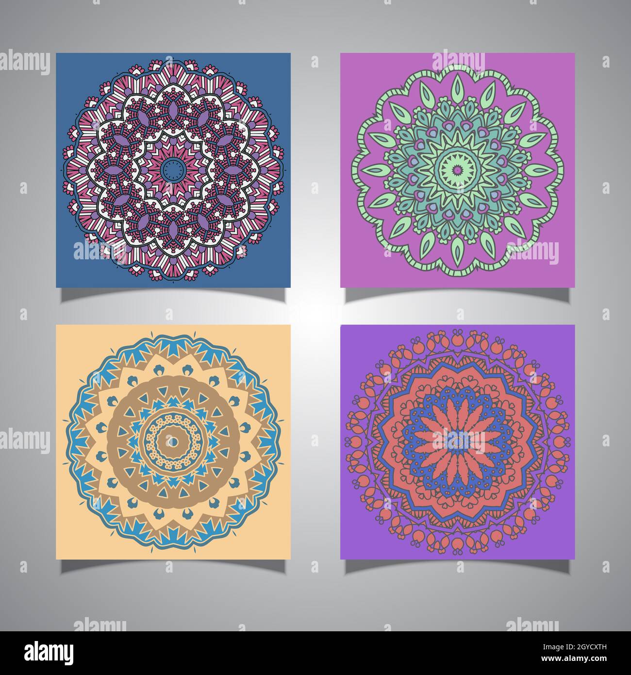 Collection of colourful mandala designs Stock Photo - Alamy