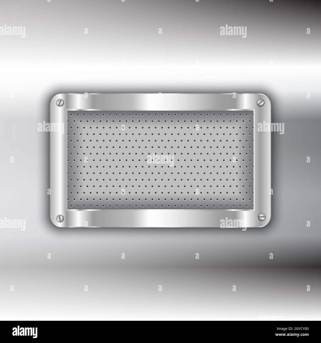 Metallic plate on a glossy metal background Stock Photo - Alamy