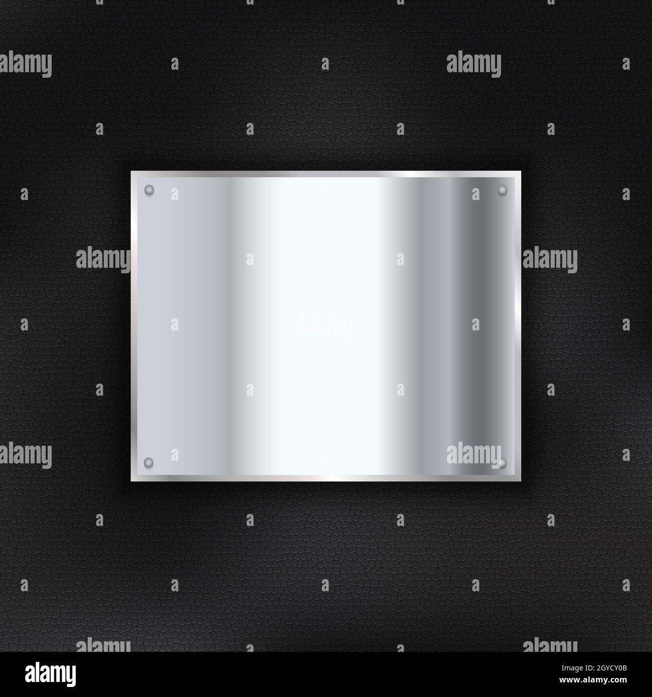 Shiny metal plate on a leather texture background Stock Photo - Alamy