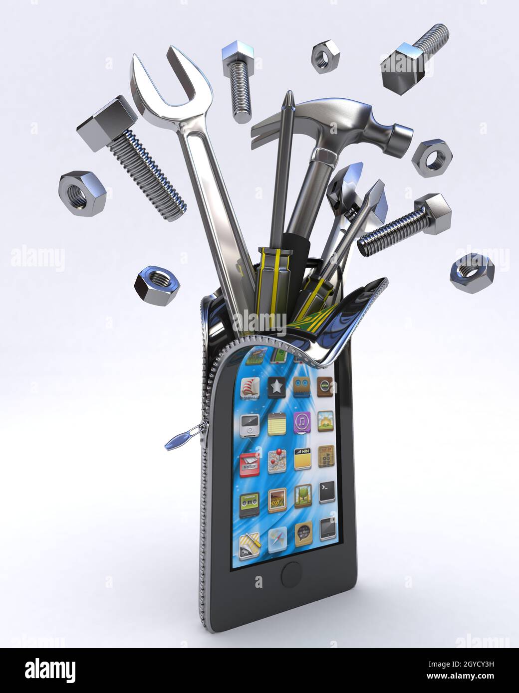 3D Render of a Mobile Phone Tools Stock Photo - Alamy