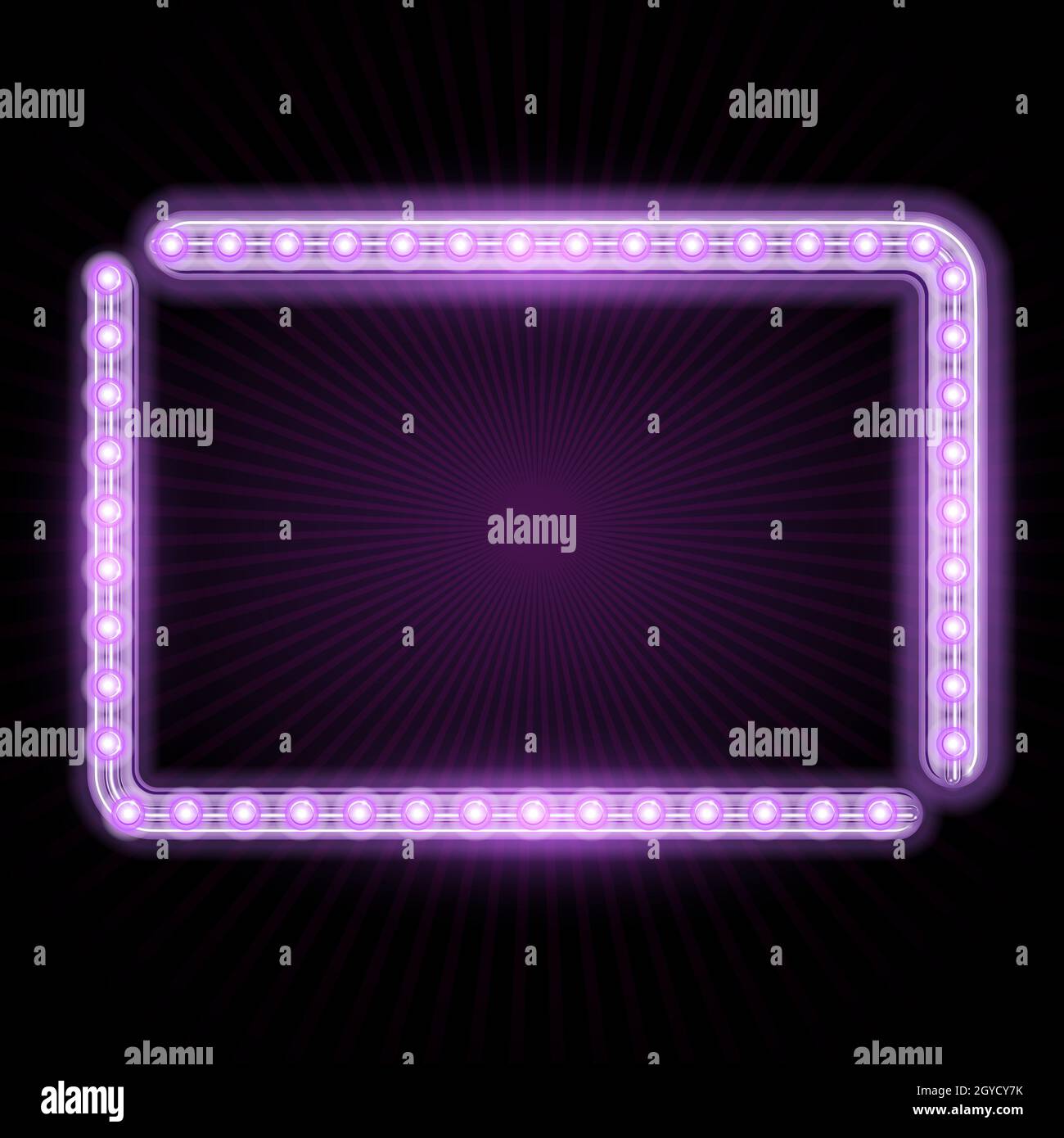 Neon frame with glowing lights and starburst Stock Photo - Alamy