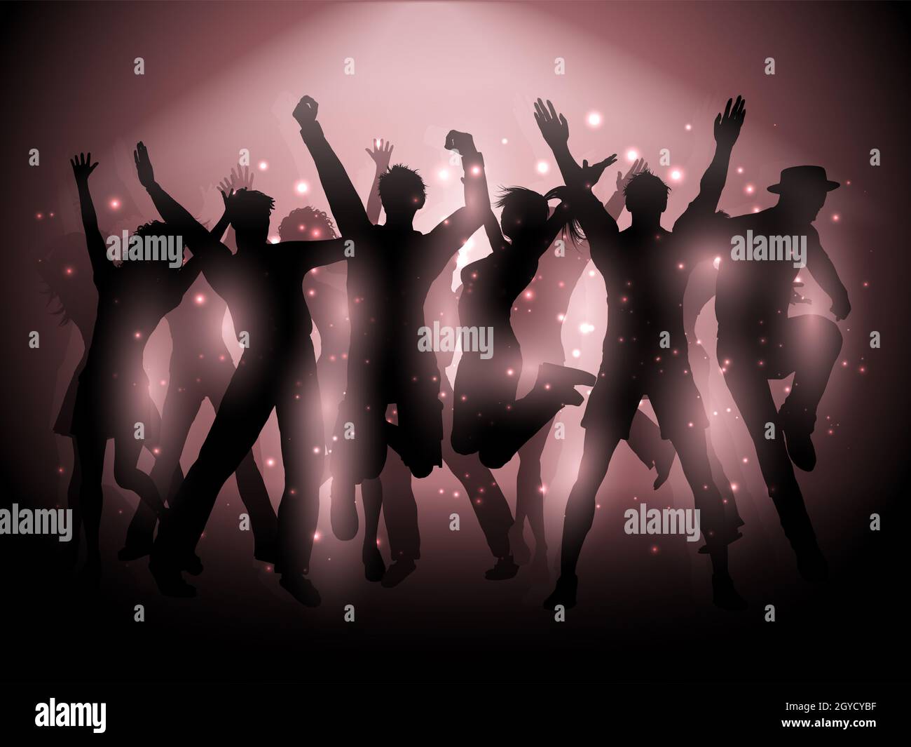 Silhouettes of people dancing on a spotlight background Stock Photo - Alamy