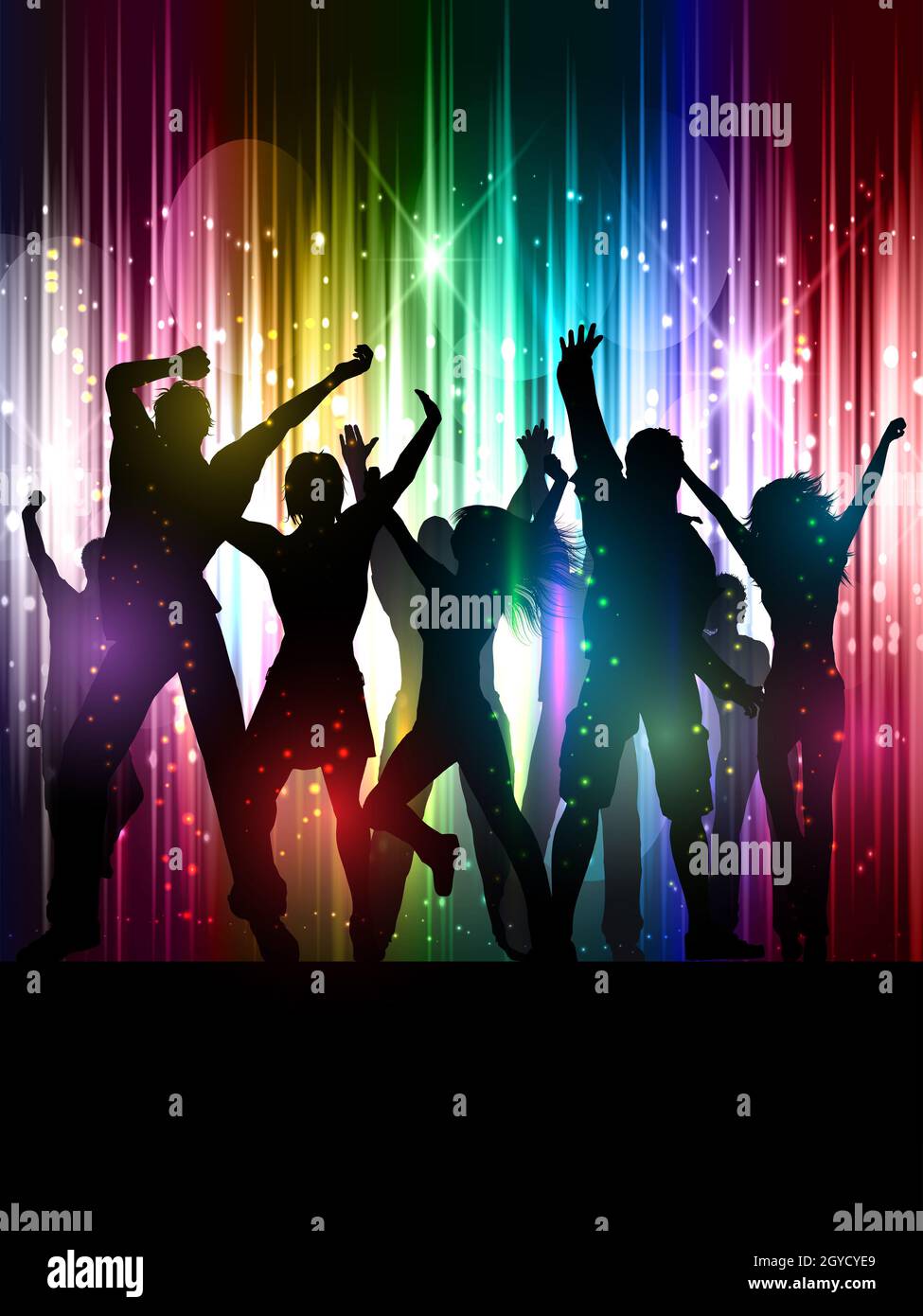 Silhouettes of people dancing on an abstract background Stock Photo - Alamy