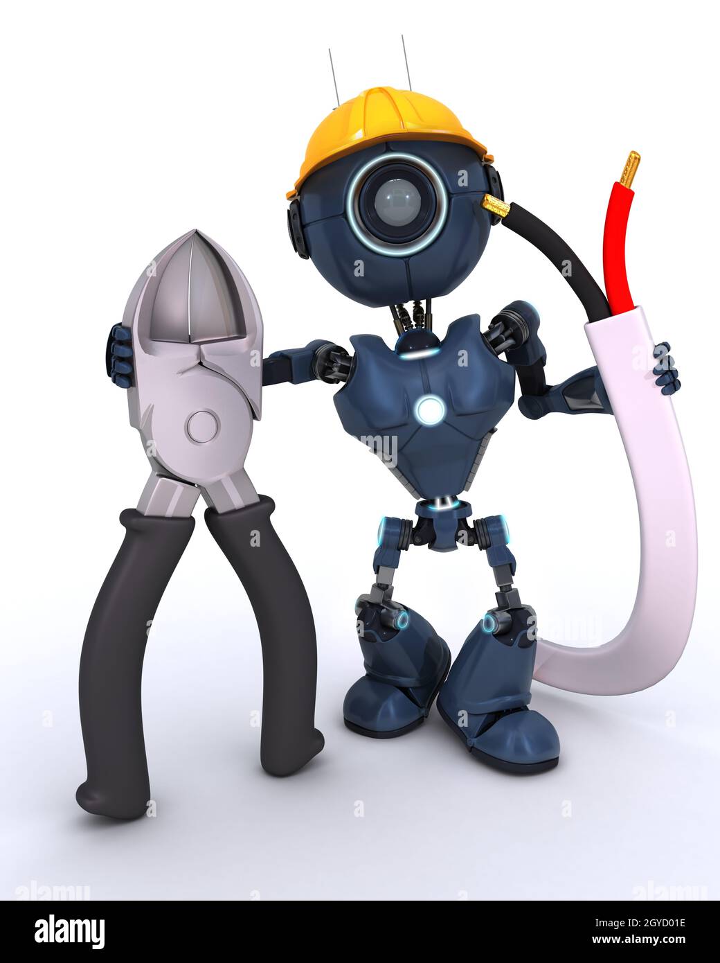 3D Render of an android Builder with wire cutters Stock Photo - Alamy