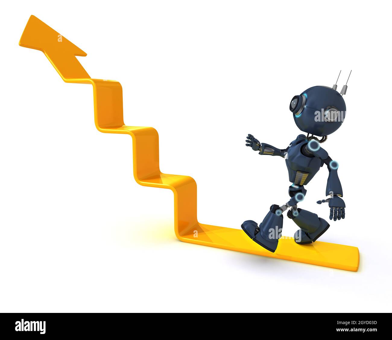 3D Render of an Android climbing a graph Stock Photo - Alamy
