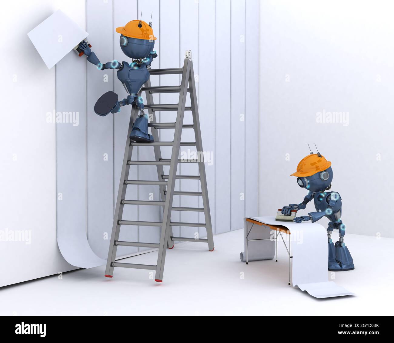 3D Render of an Android hanging wallpaper Stock Photo - Alamy