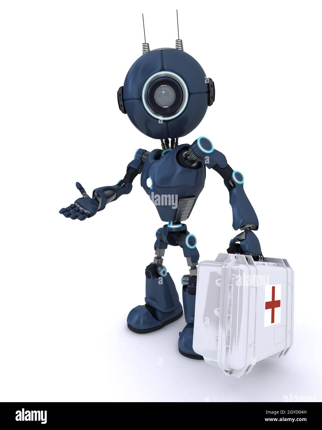 3D Render of an Android paramedic with first aid kit Stock Photo - Alamy