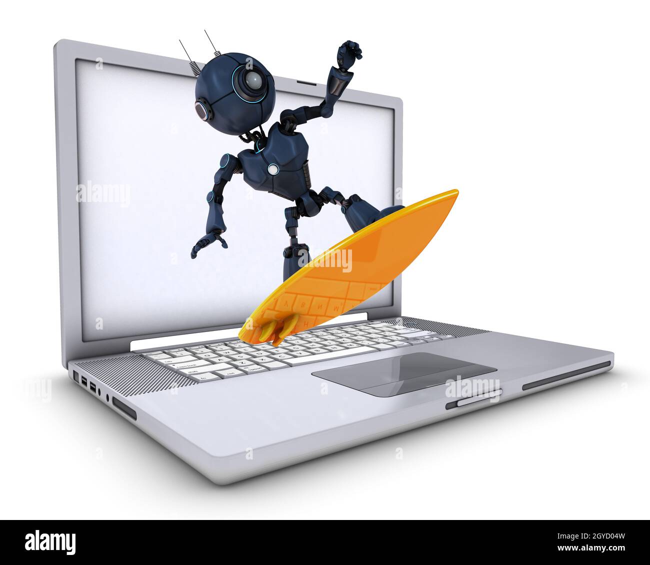 3D Render of a Robot surfer Stock Photo - Alamy