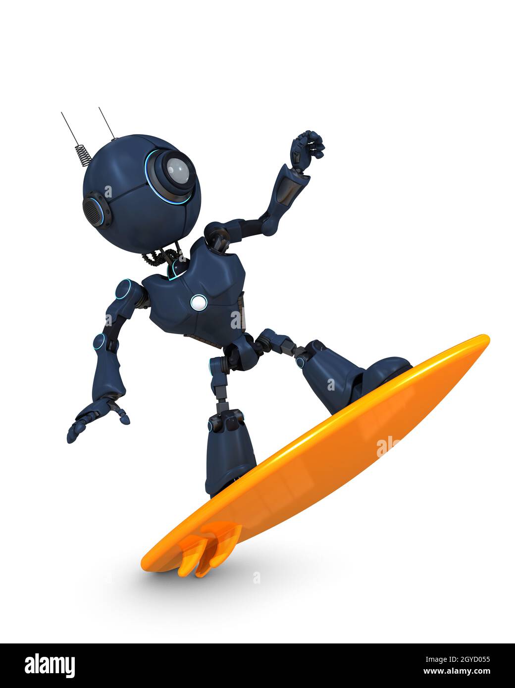 3D Render of a Robot surfer Stock Photo - Alamy