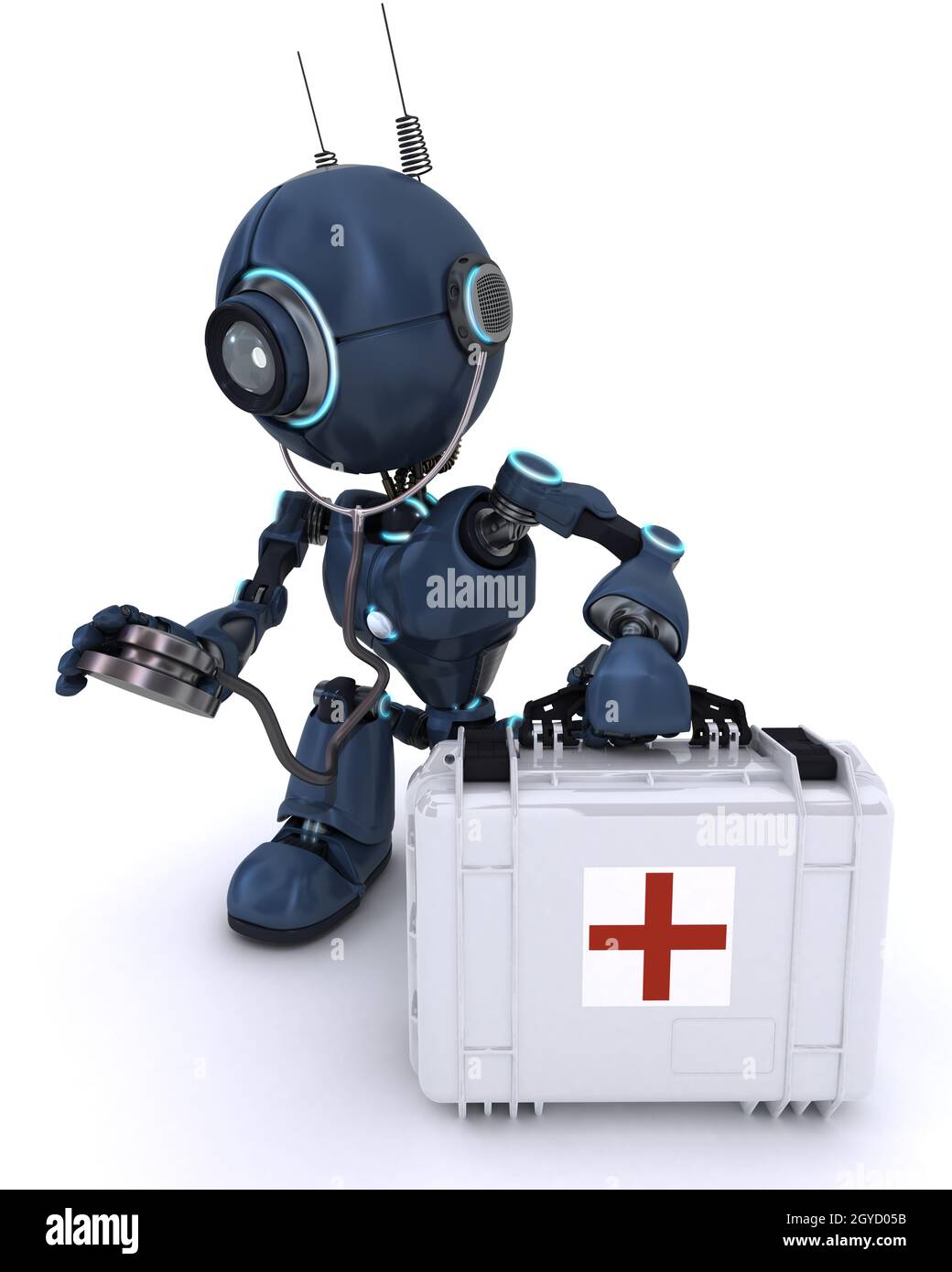 3D Render of an Android paramedic with first aid kit Stock Photo - Alamy