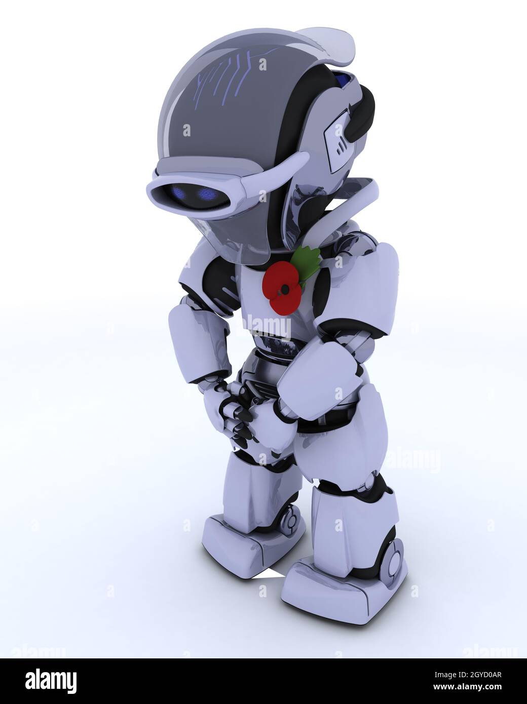 3D render of a Robot with poppy in rememberance Stock Photo - Alamy