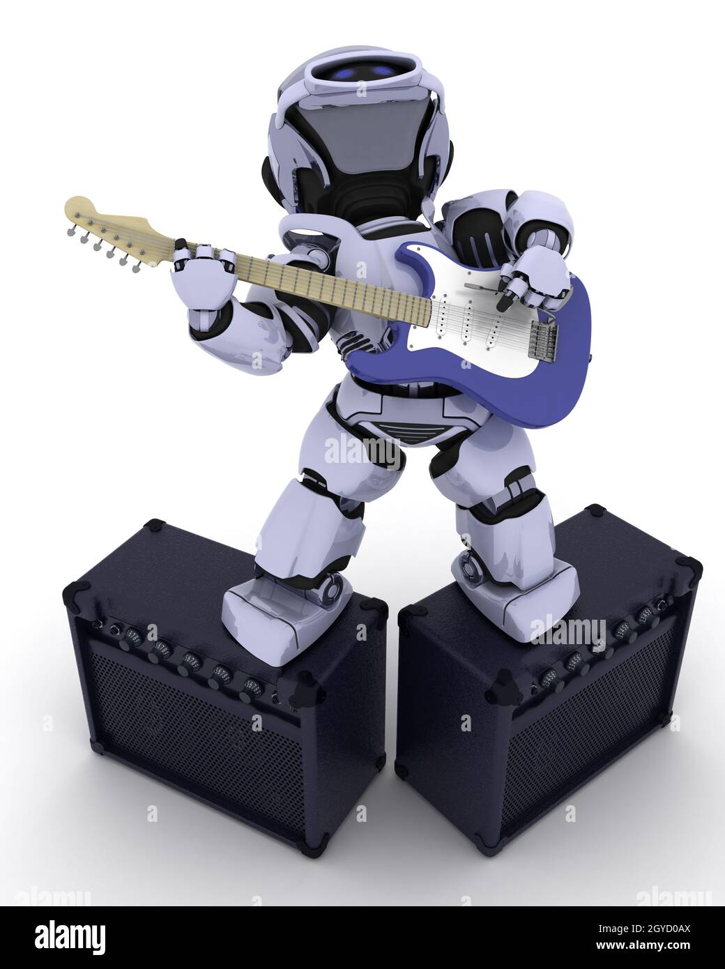 3D render of a Robot playing the guitar Stock Photo - Alamy