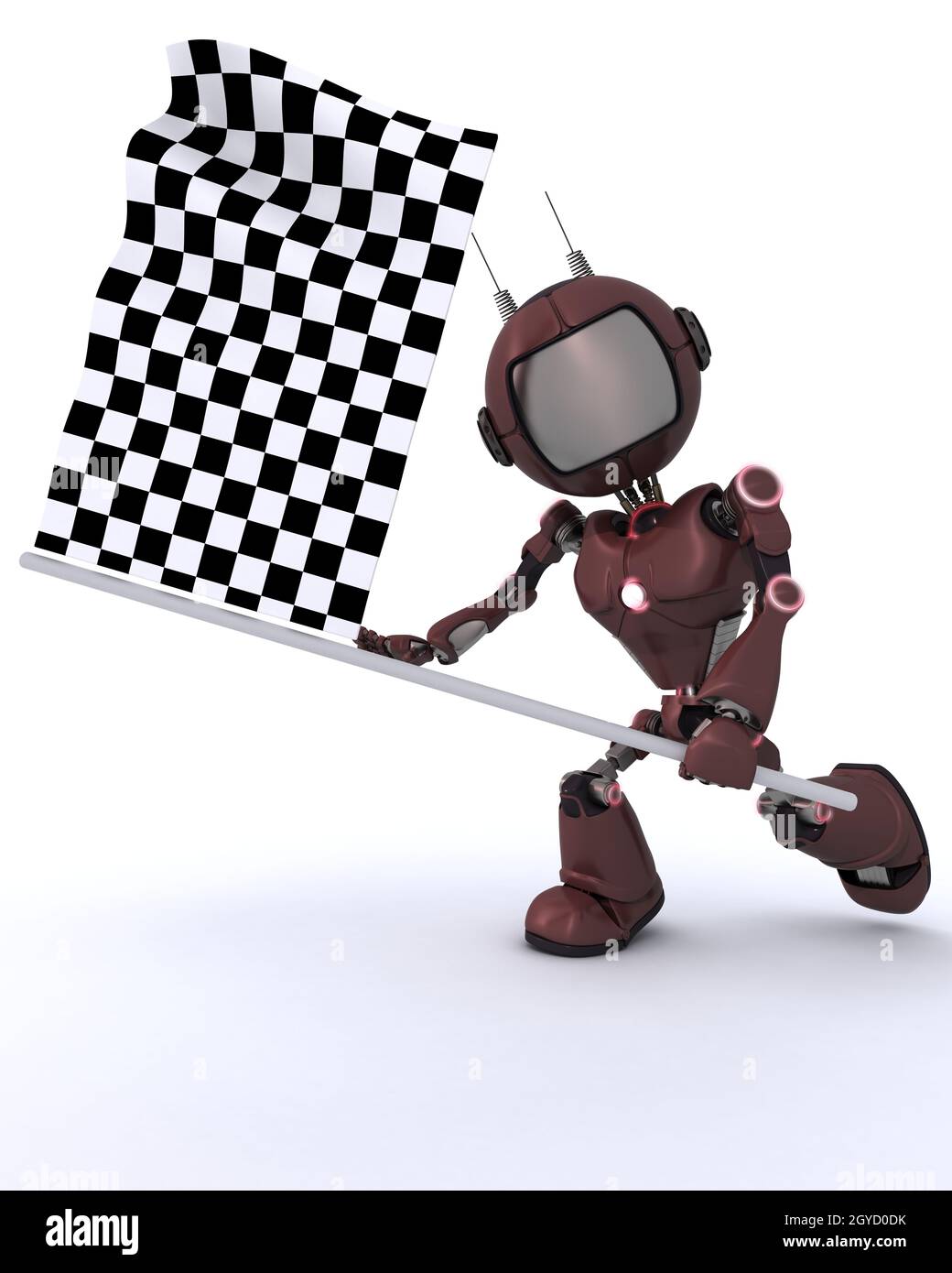 3D Render of an Android waving chequered flag Stock Photo - Alamy