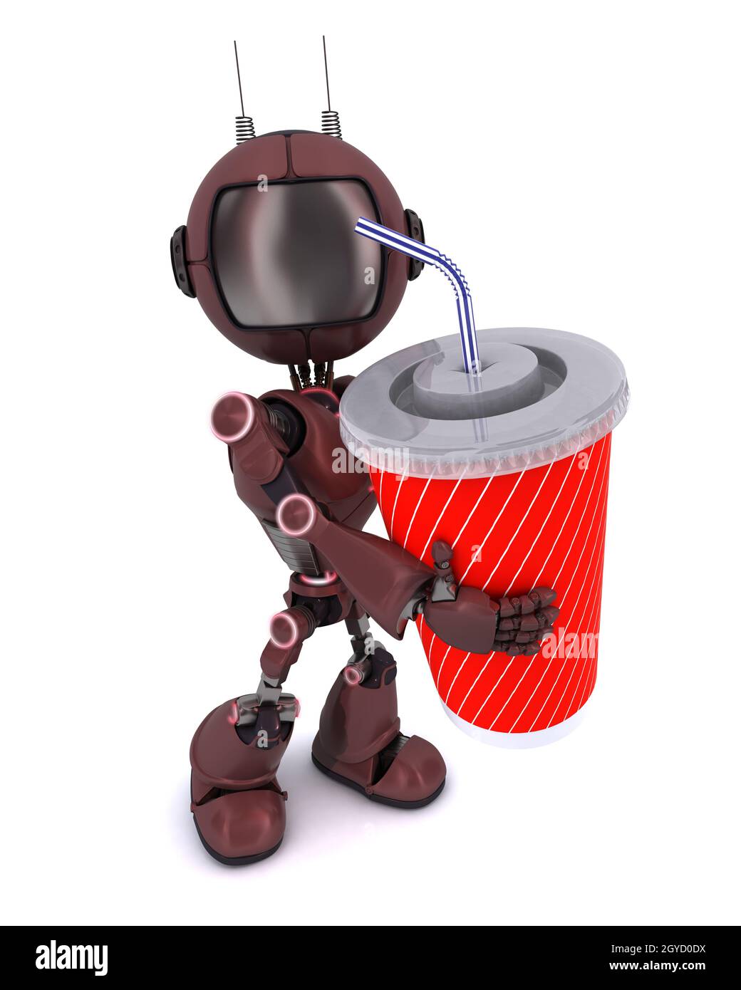 3D Render of an Android with soda Stock Photo - Alamy