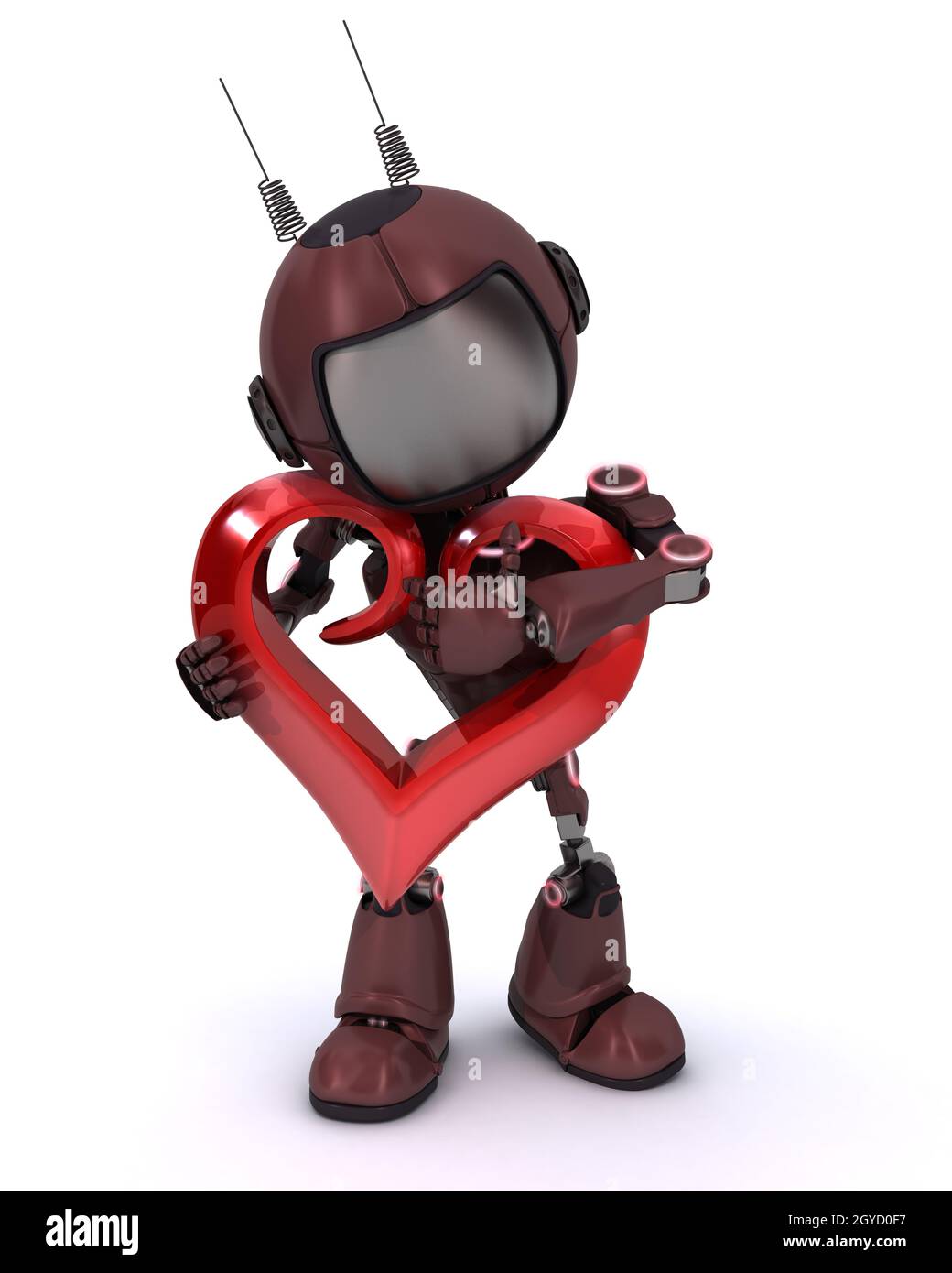 3D Render of an Android with Heart Stock Photo - Alamy