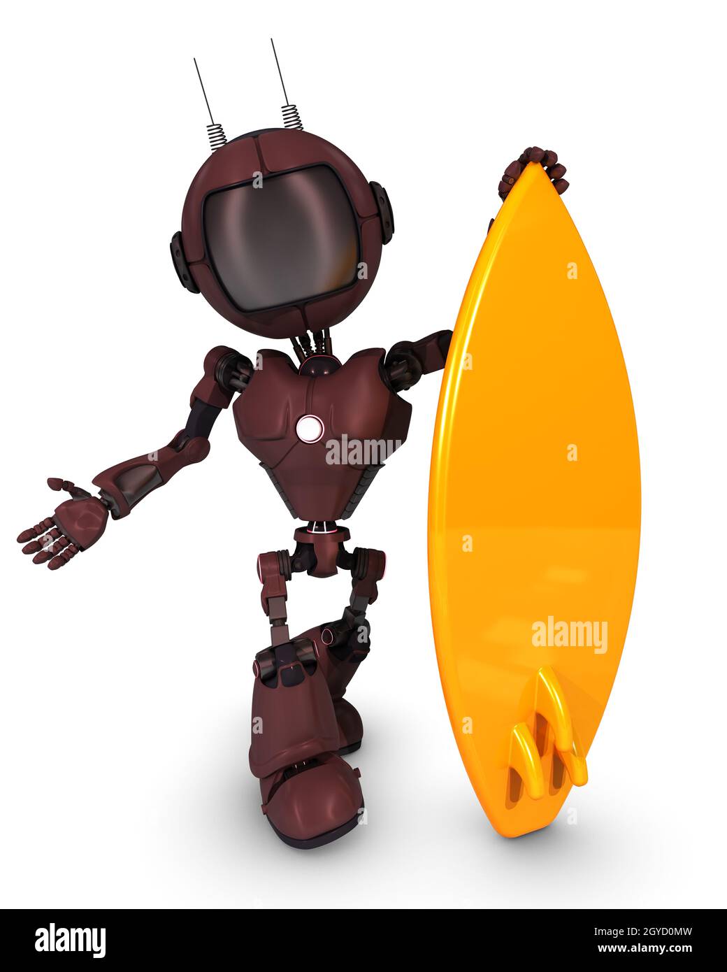 3D Render of a Robot surfer Stock Photo - Alamy