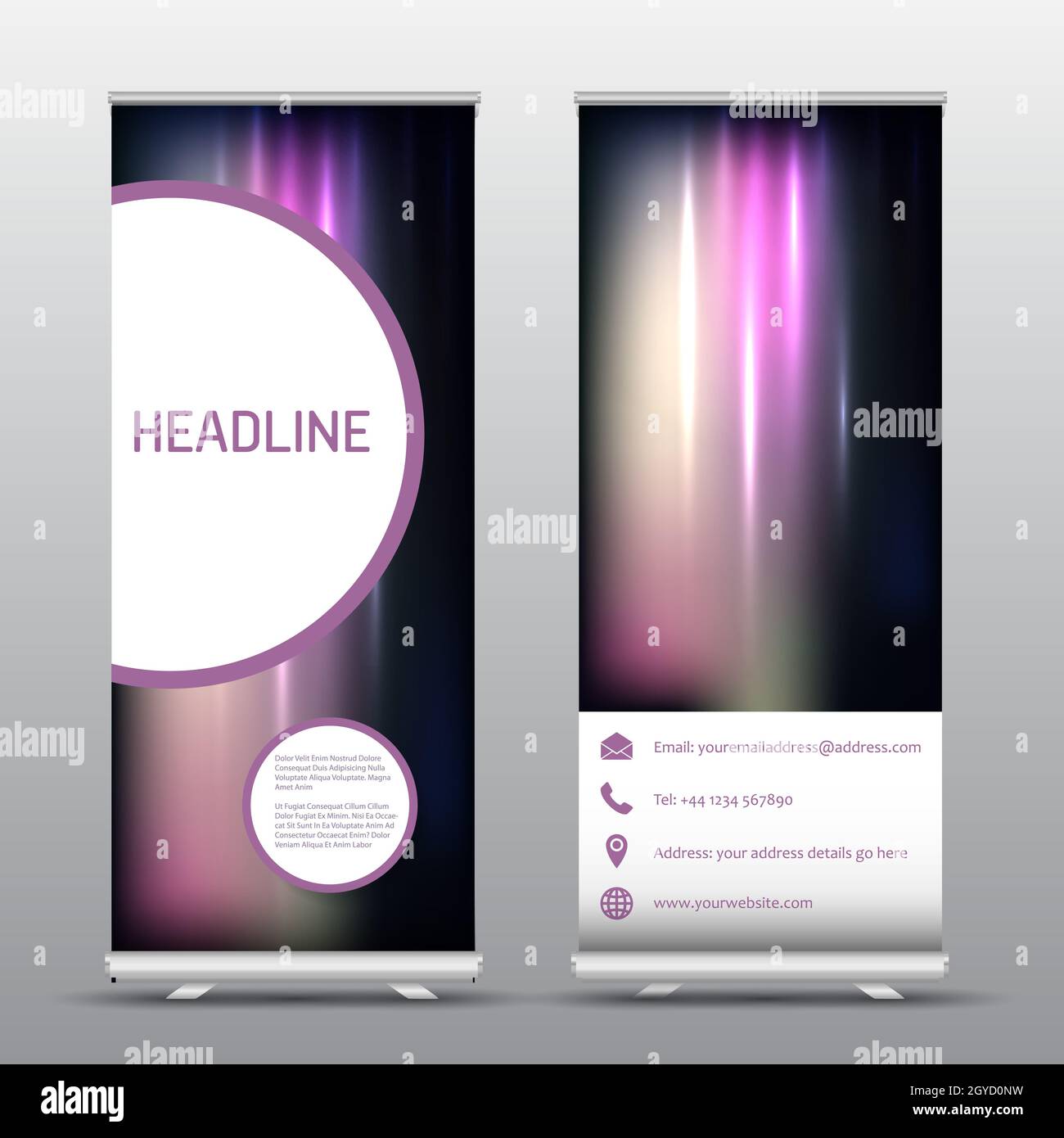 Roll up advertising banners with abstract design Stock Photo - Alamy