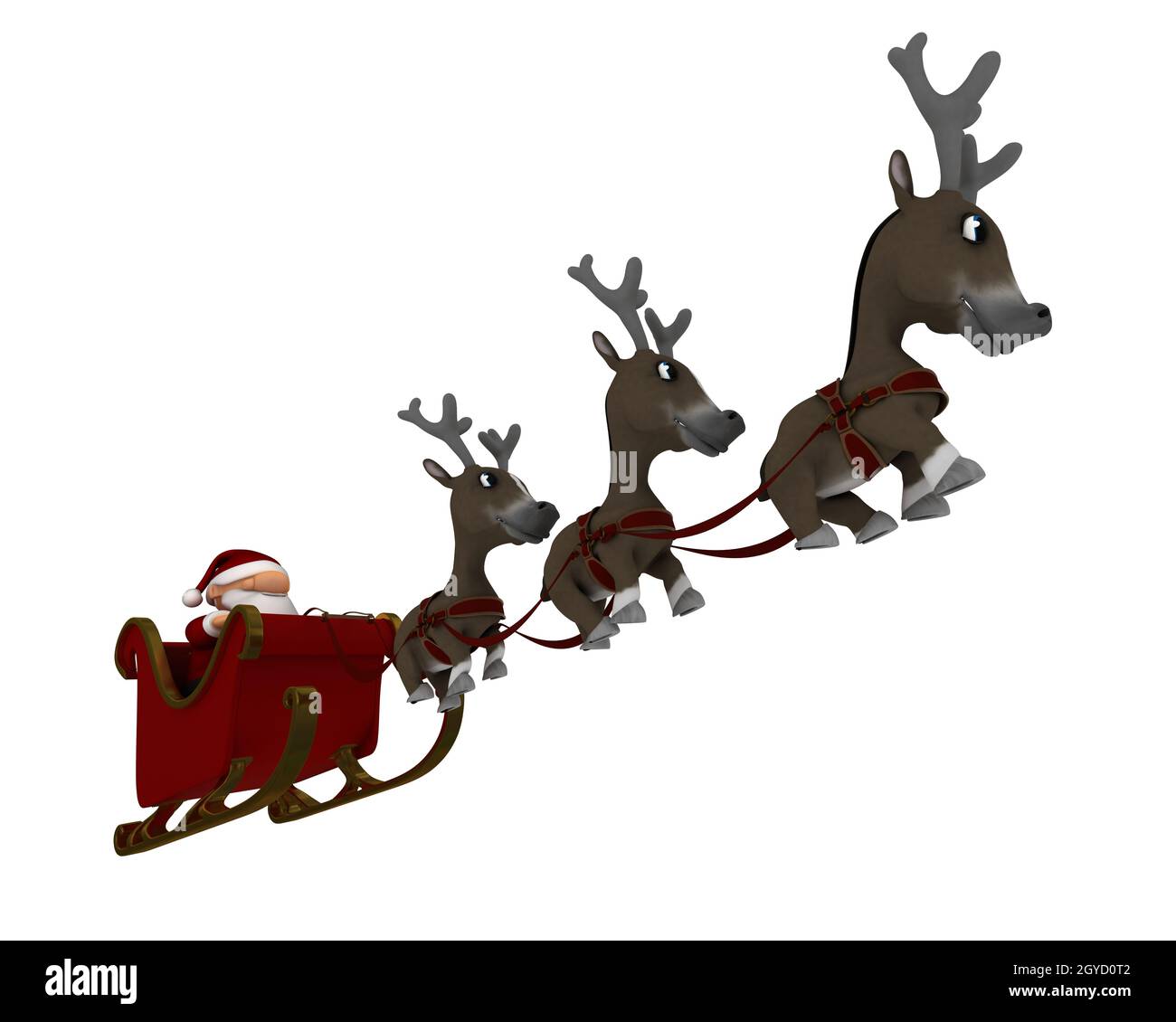3d render of santa and reindeer Stock Photo - Alamy