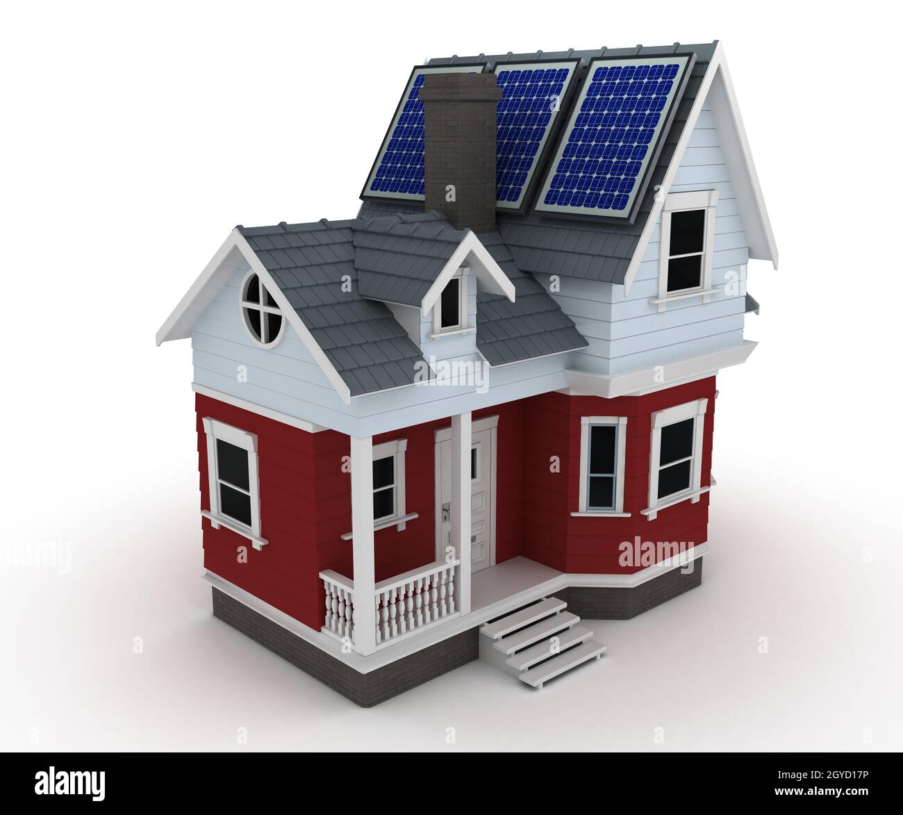 3d render of Solar panels on a house Stock Photo - Alamy