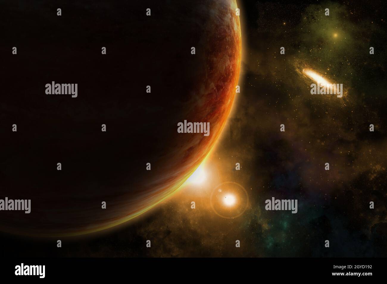 Space background with fictional planets and nebula Stock Photo - Alamy