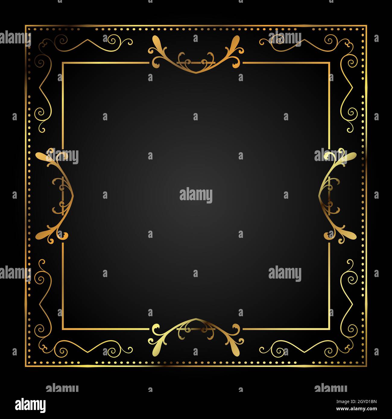 Stylish metallic gold border on a black background Stock Photo - Alamy