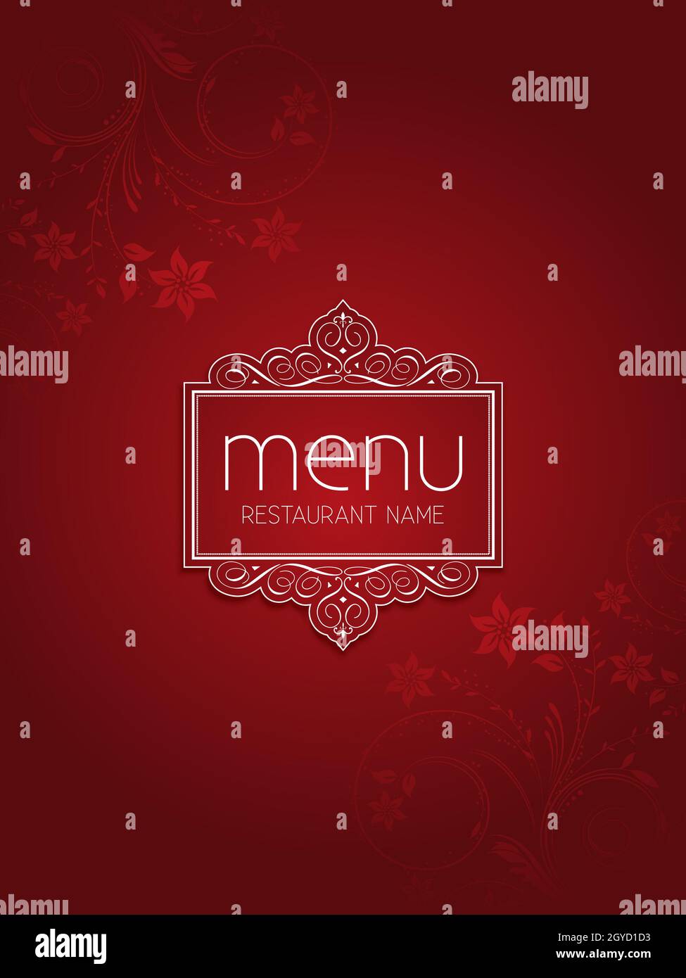 Stylish menu background with floral design Stock Photo - Alamy