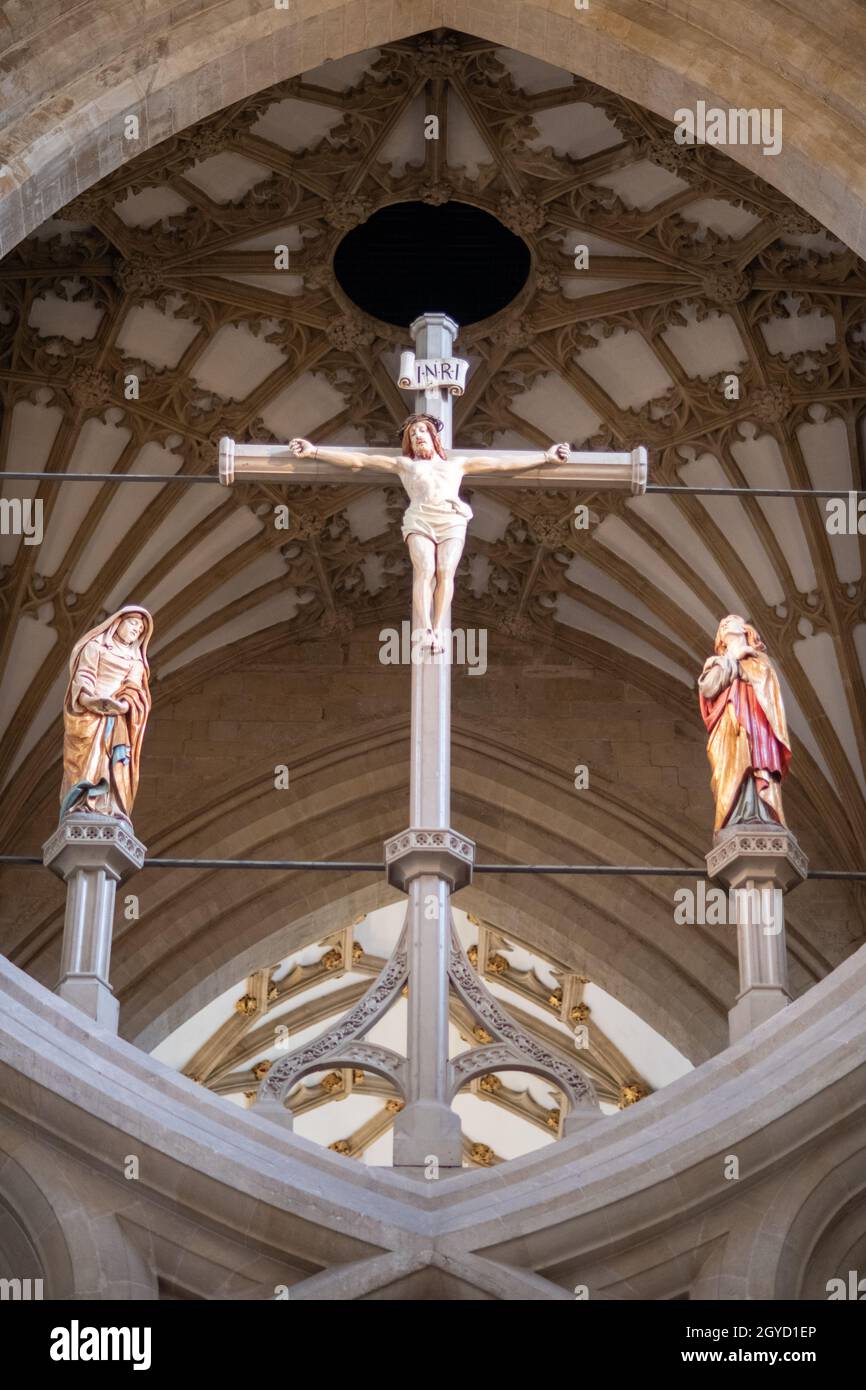 St Andrews Cross arches with Jesus Christ in the centre. Wells ...