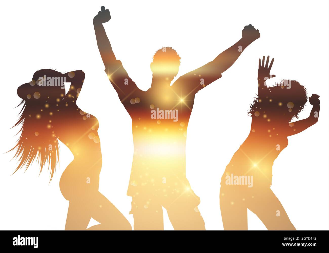 Silhouettes of people dancing with a summer background Stock Photo - Alamy