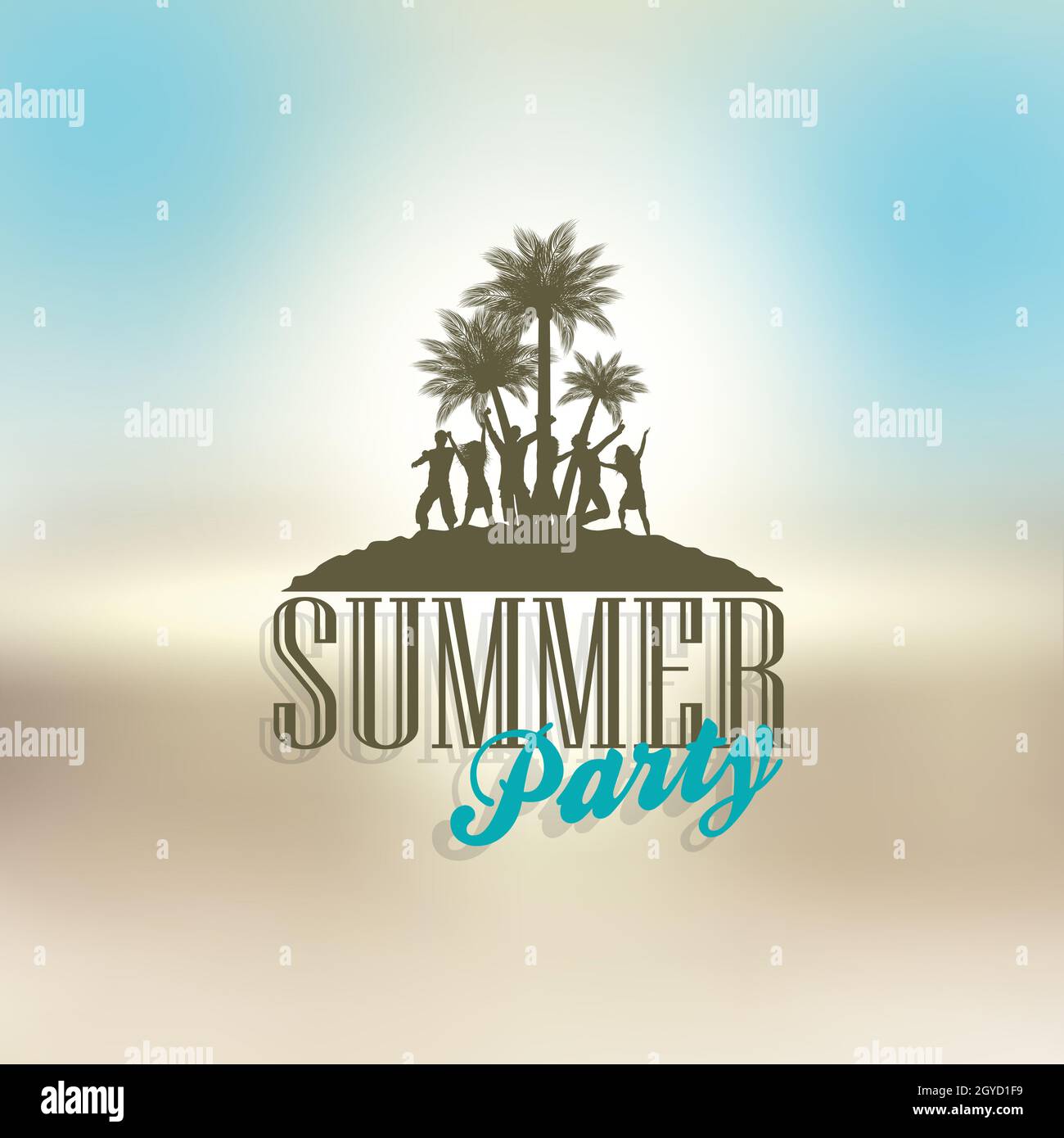 Silhouettes of people dancing on a summer themed background Stock Photo ...