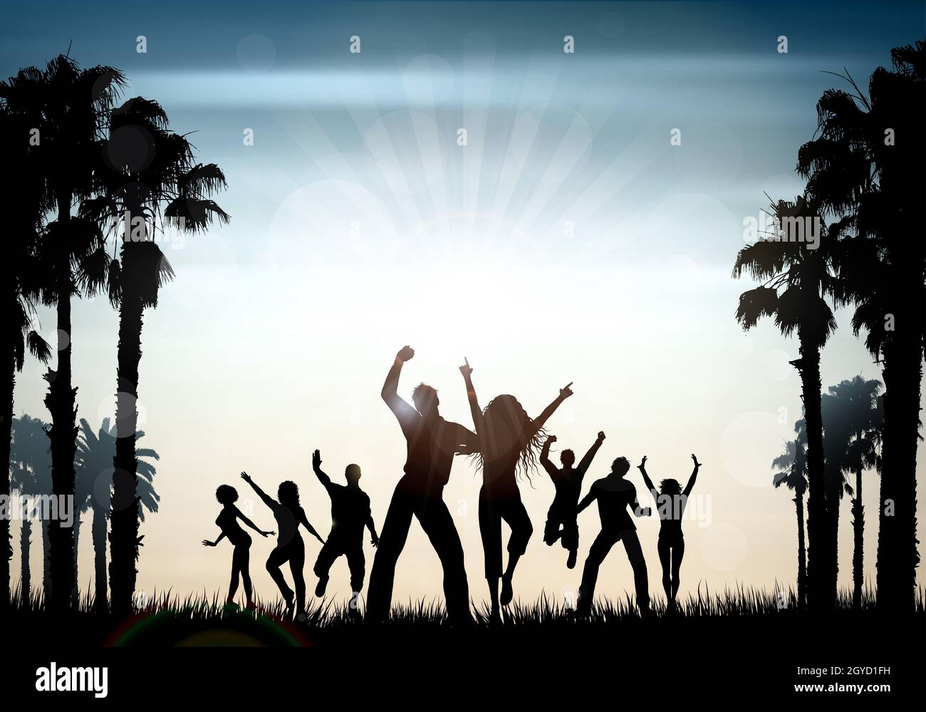 Silhouettes people dancing summer hi-res stock photography and images ...