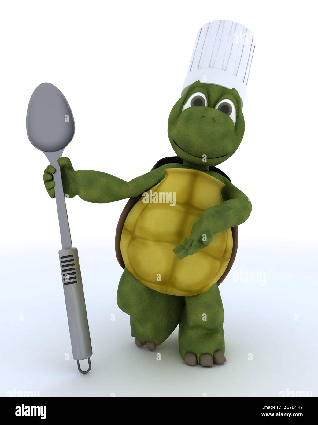 3D render of a tortoise chef with sppon Stock Photo - Alamy