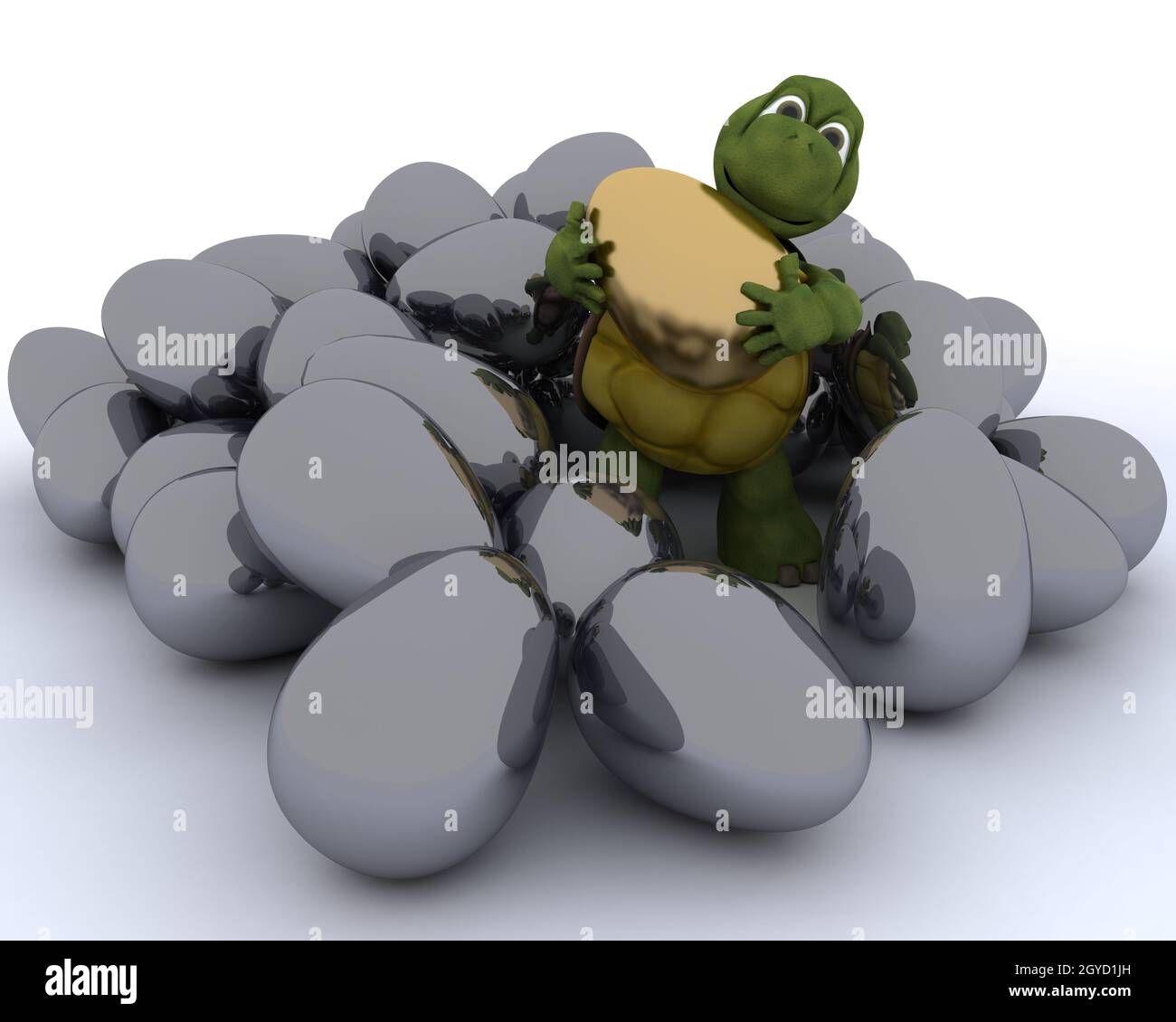 3D render of a tortoise with golden easter egg Stock Photo - Alamy