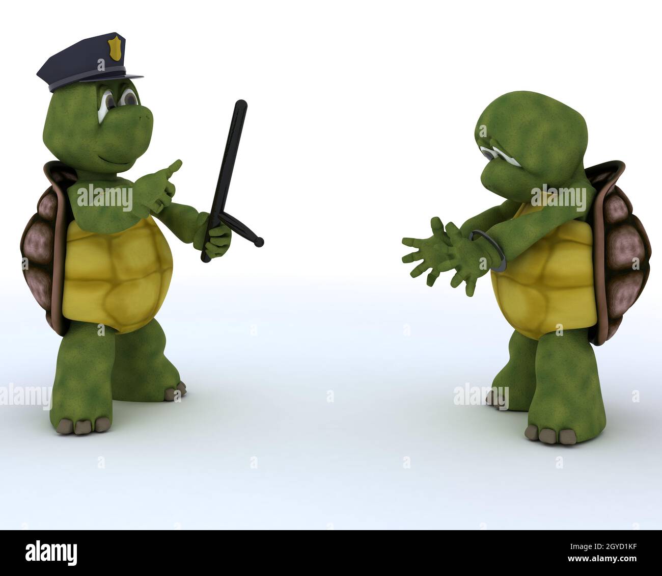 3D render of tortoises as cops and robbers Stock Photo - Alamy
