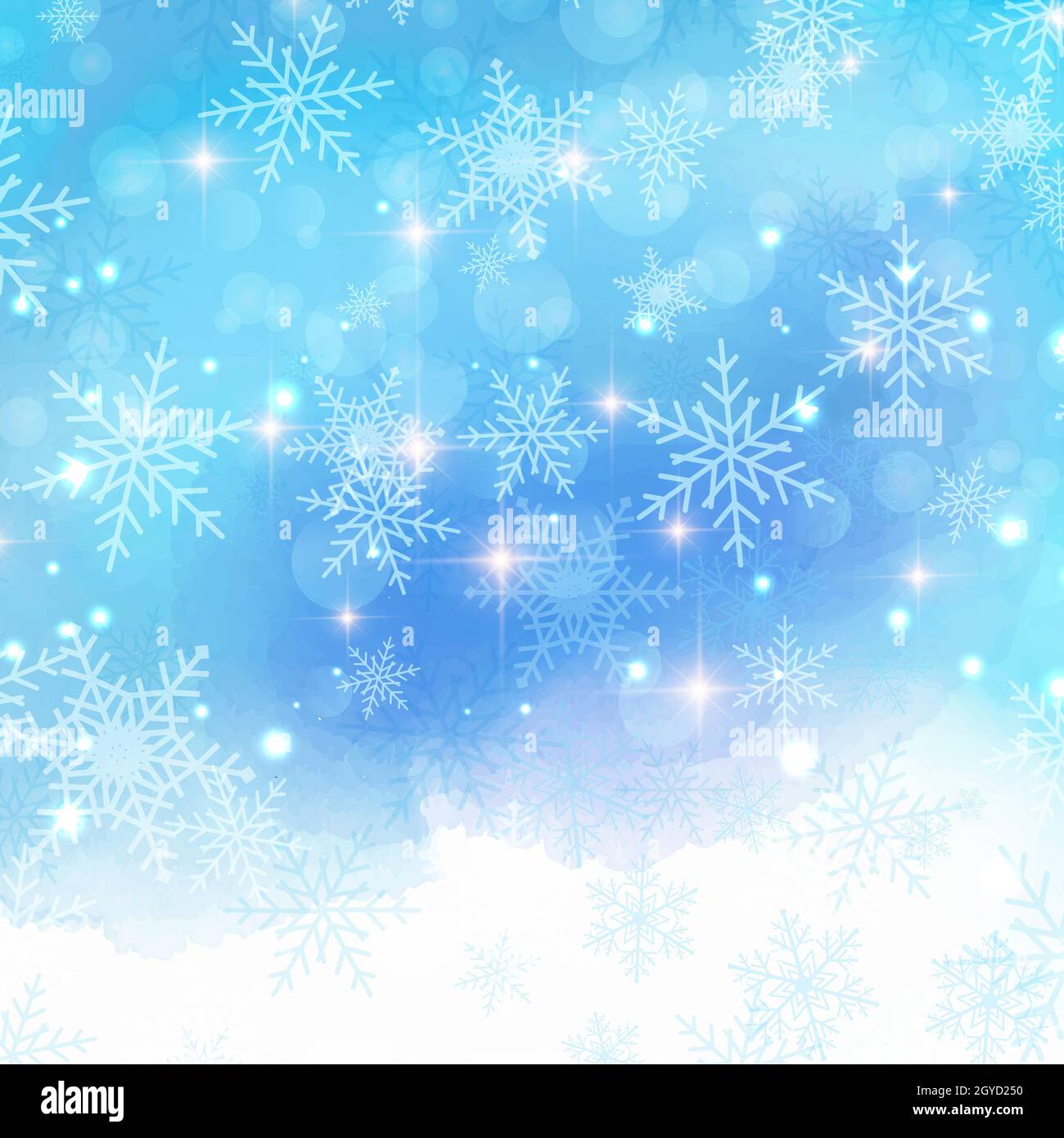 Christmas background with snowflakes on watercolor background Stock ...