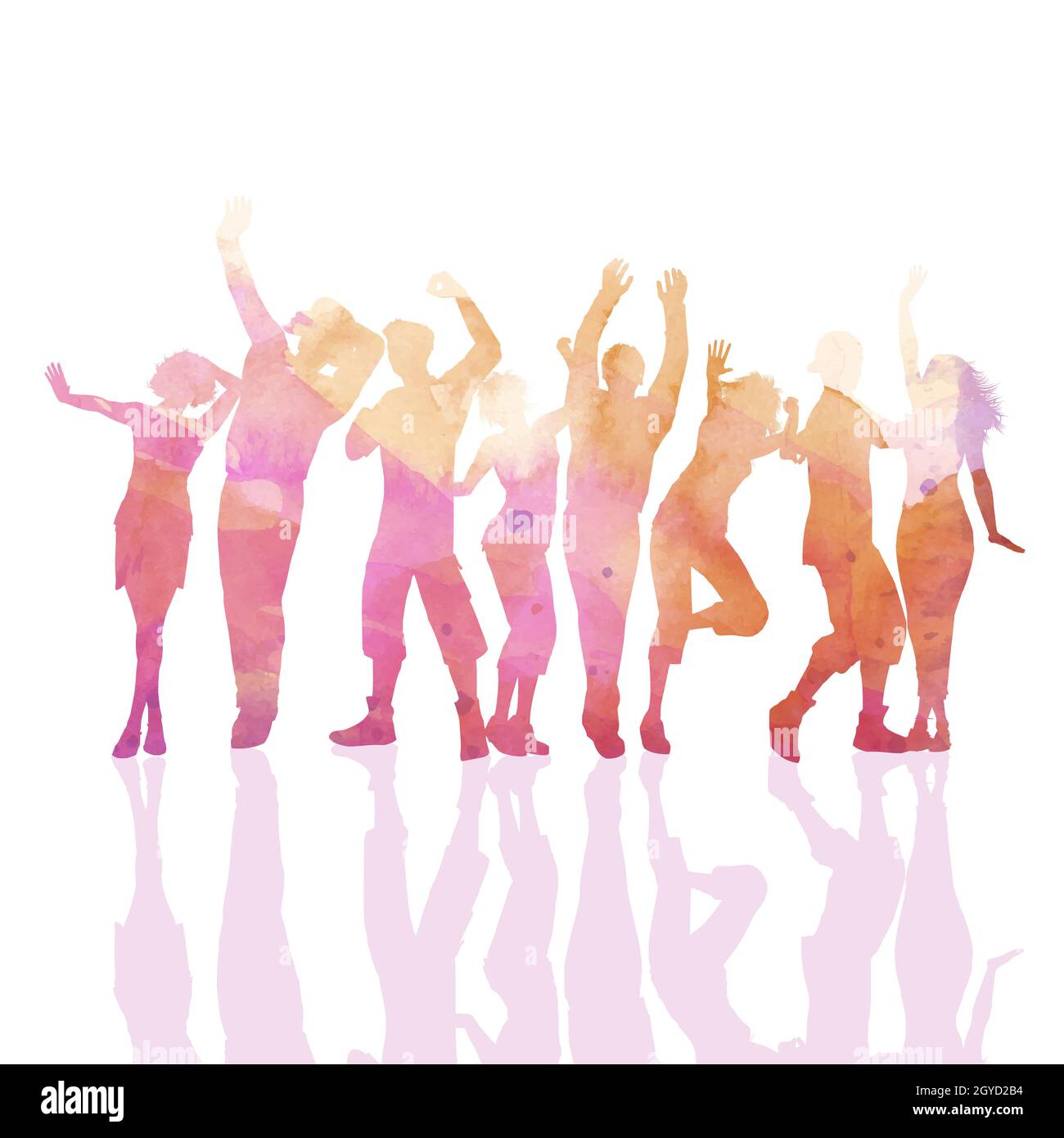 Crowd of party people with watercolour effect Stock Photo - Alamy