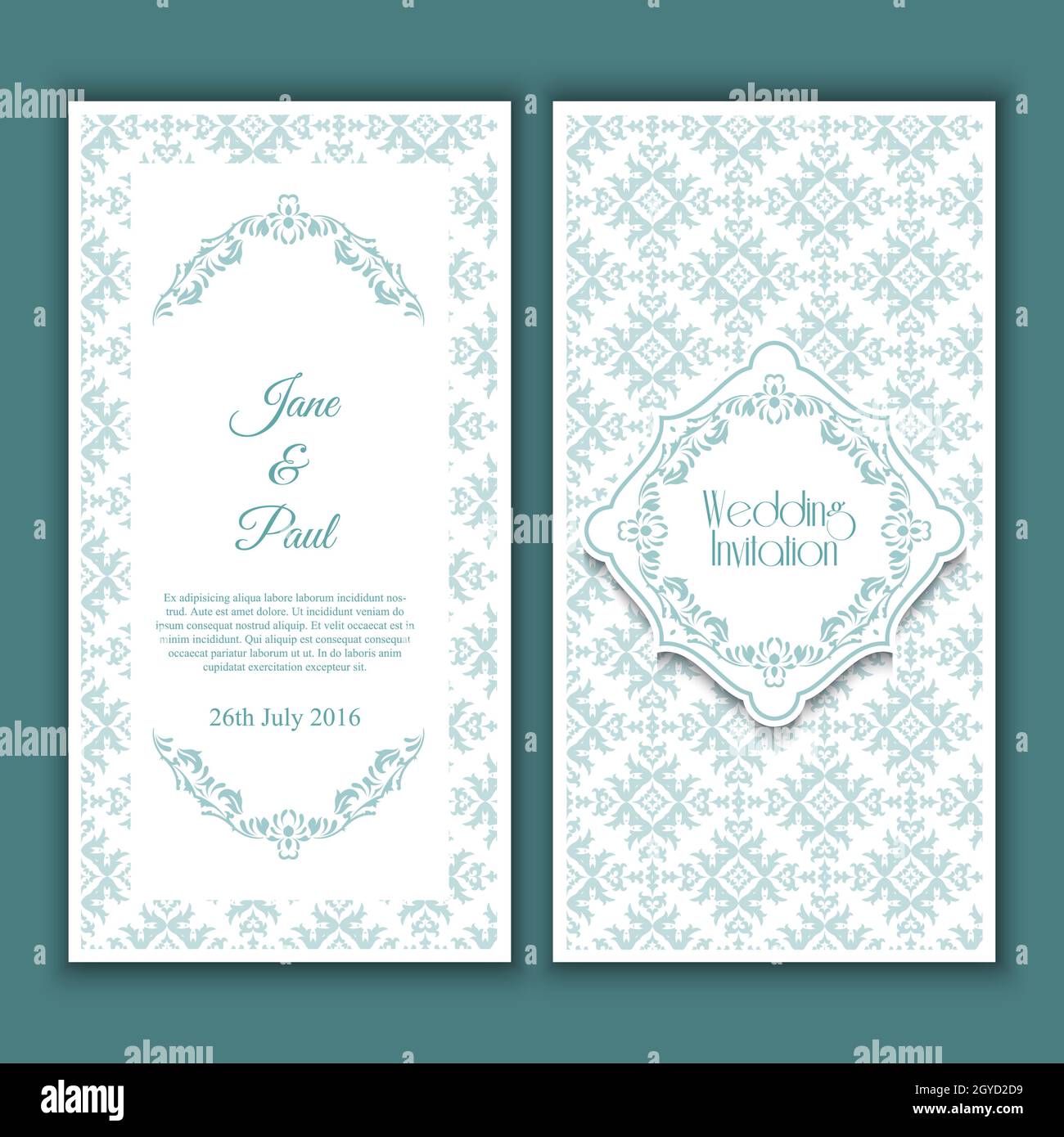 Decorative design for a wedding invitation Stock Photo - Alamy