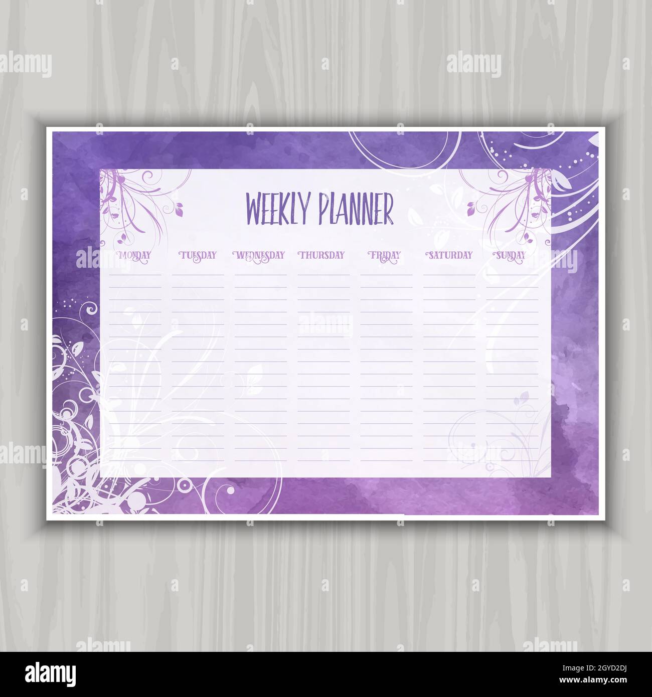 Weekly planner with floral watercolor design Stock Photo - Alamy