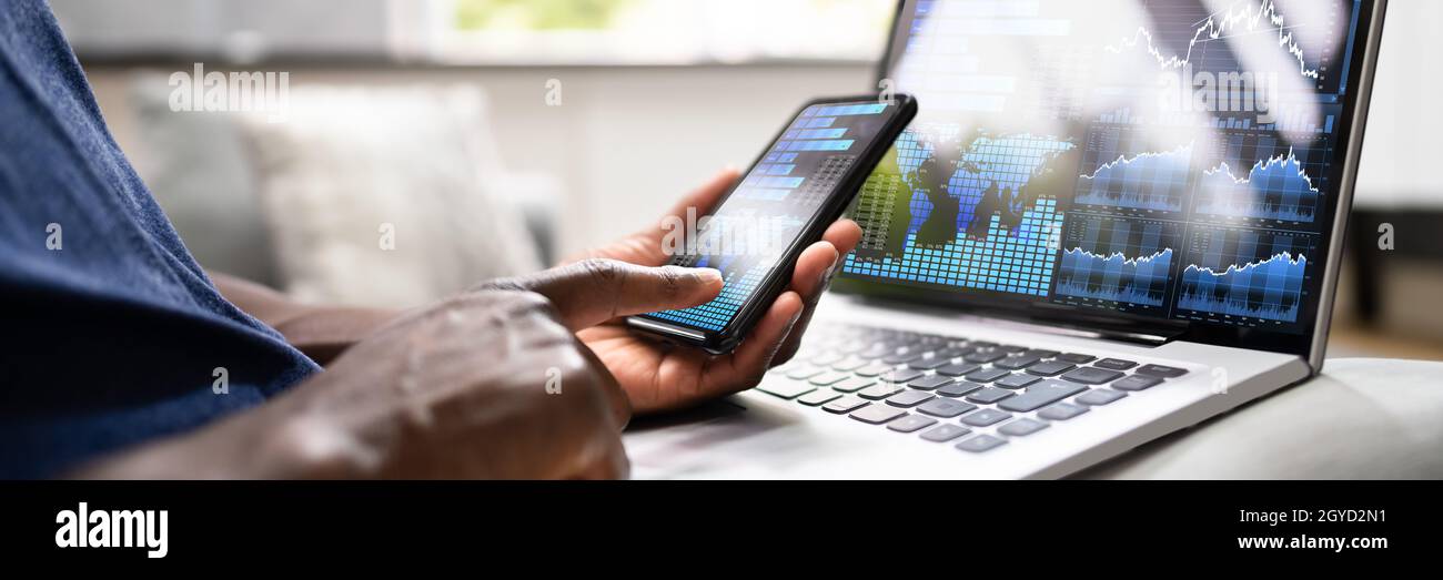 Advisor Using KPI Analytics Dashboard Charts On Laptop Computer Stock ...