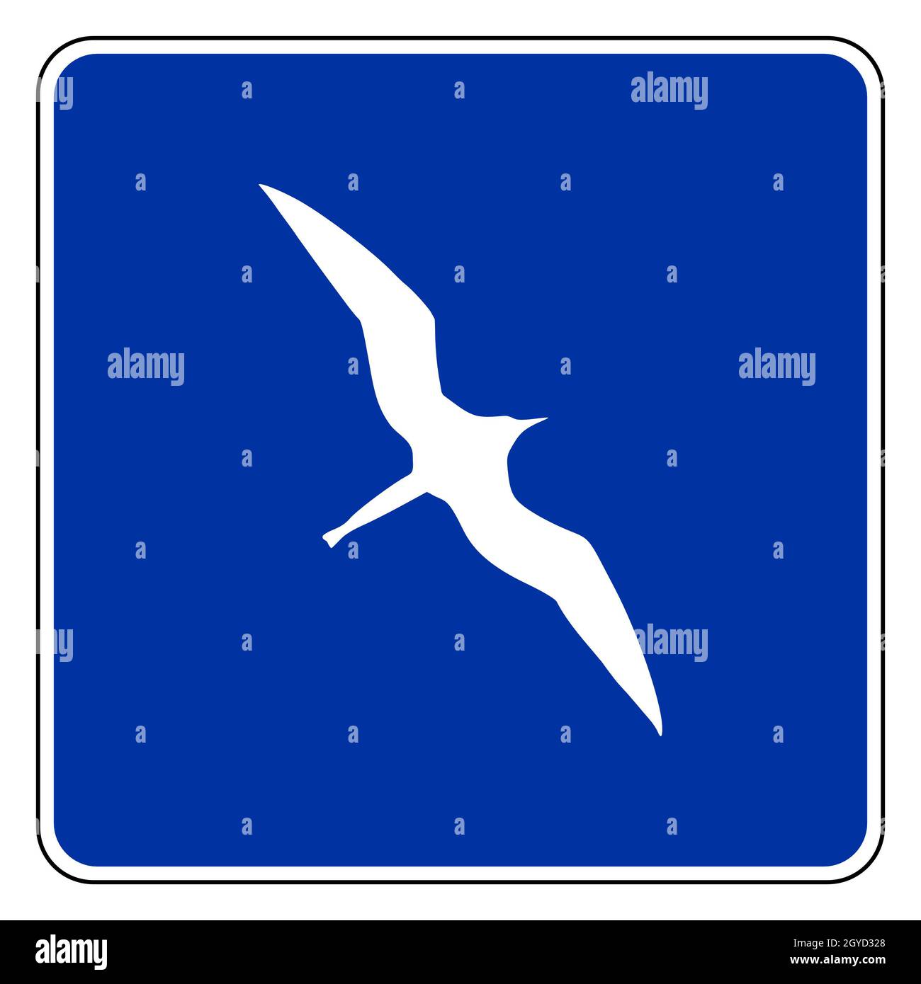 Frigate bird and road sign Stock Photo - Alamy